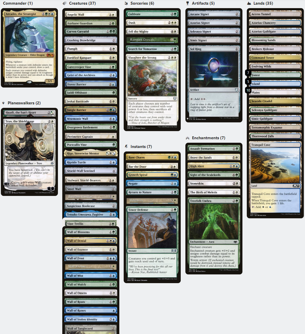 Arcades, the Strategist WALLS TOUGHNESS Matters Magic Mtg Custom Comma ...