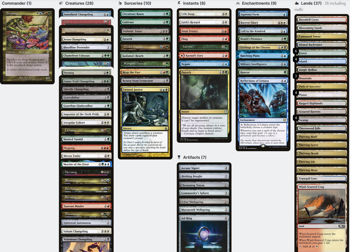 Atogatog Atog Tribal Changelings Sacrifice Magic MTG Commander Deck ...
