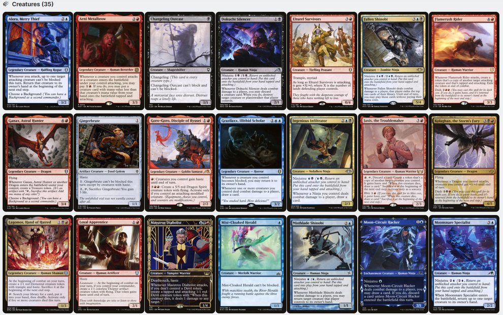Goro-Goro and Satoru NINJAS and HASTE Magic MtG Commander Deck ...