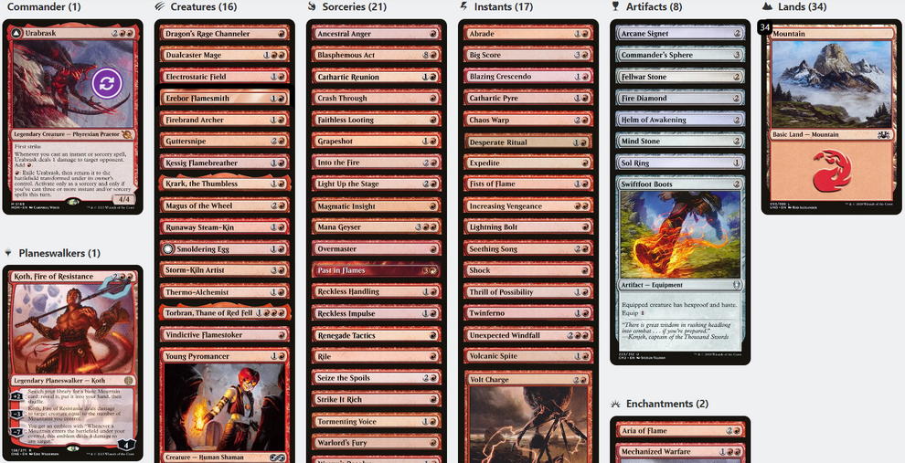 Urabrask/The Great Work RED SPELLS BURN Magic Mtg Custom Commander Dec ...