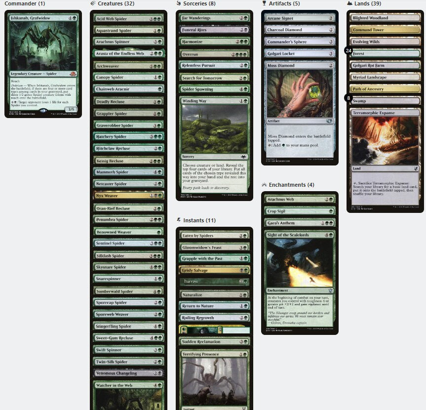 Ishkanah, Grafwidow Spider Tribal Tokens Magic MTG Commander Deck ...