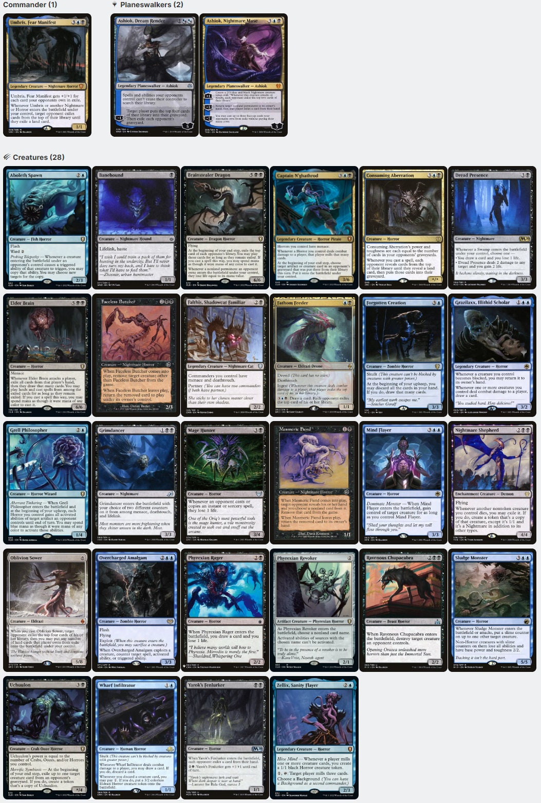 Umbris, Fear Manifest Mill Exile Nightmare Horror Tribal Magic MTG Com ...