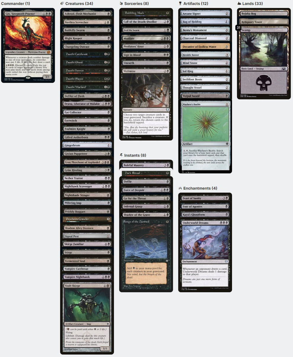 Gix, Yawgmoth Praetor Attacking Card Draw Theft Magic MTG Commander De ...