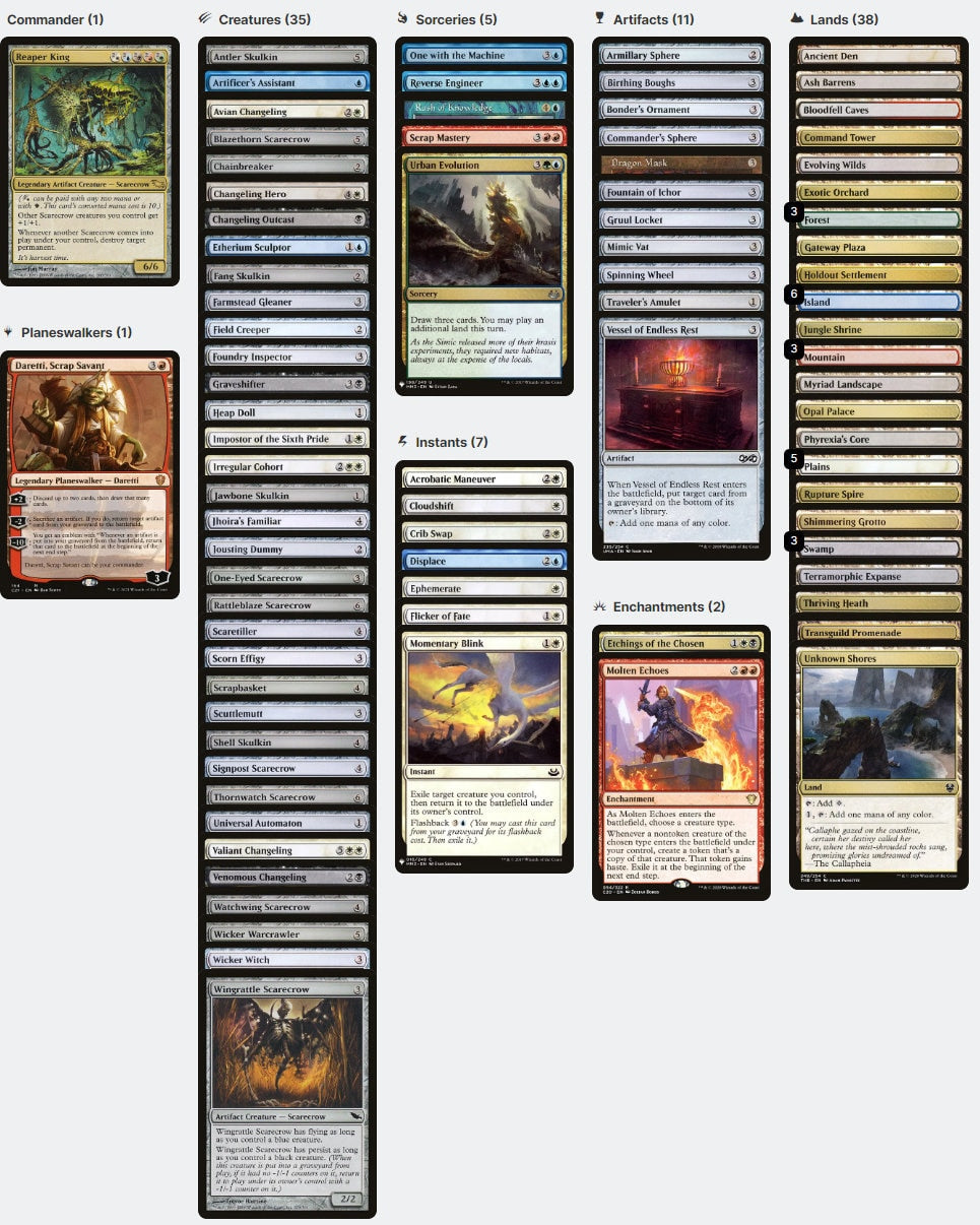 Reaper King Scarecrow Tribal Five-Color Magic MTG Commander Deck ...