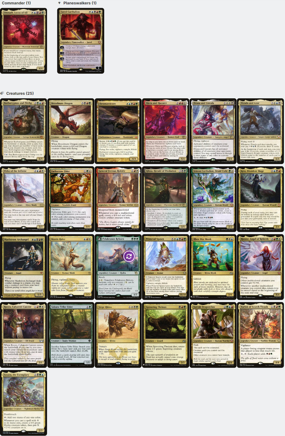 Omnath, Locus of All - Gold Cards Five Color Magic MTG Commander Deck ...